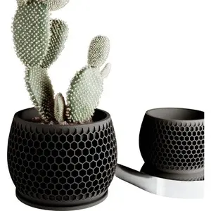 MODERNIZED POTTERY Honeycomb Planter Black - 6"